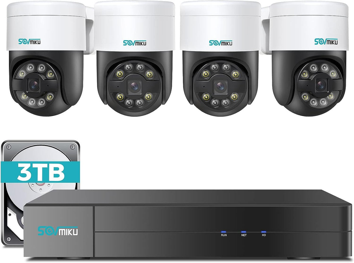 【5MP Human Detection 270°Pan 90°Tilt】SOVMIKU 4K PoE Security Camera Sy ...